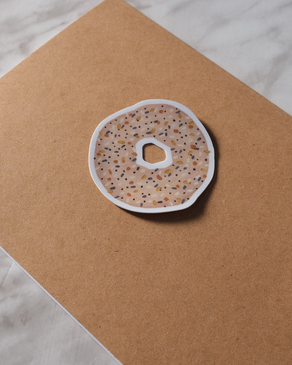 Everything Bagel Waterproof Die-Cut White Vinyl Sticker – Chu on This ...